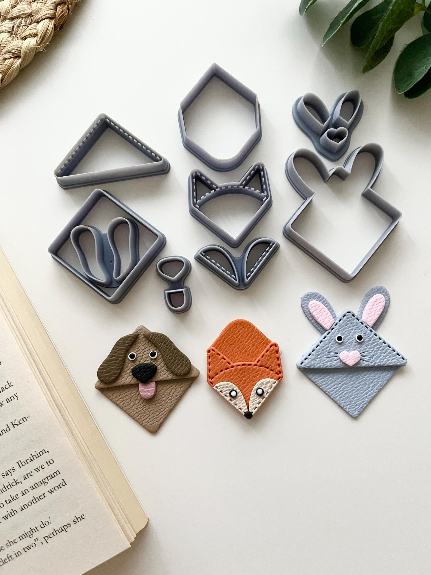Animal Corner Bookmarks:Fox, Bunny & Dog – Vee Clay Design